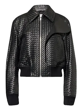Bottega Veneta Intrecciato Leather Blouson Jacket - Double Black