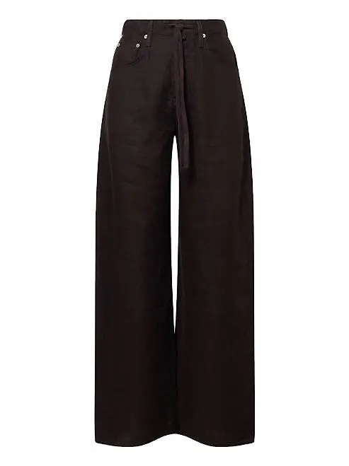 Citizens Of Humanity Brynn Drawstring Linen Trousers - Chocolate (md/dk Brown)