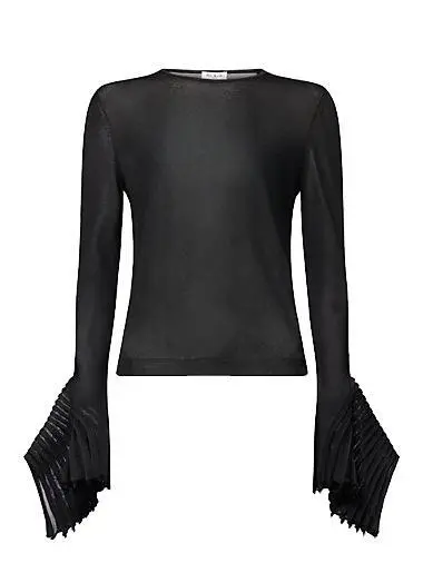 Alaïa Knitted Bell Sleeve Top - Noir Alaia