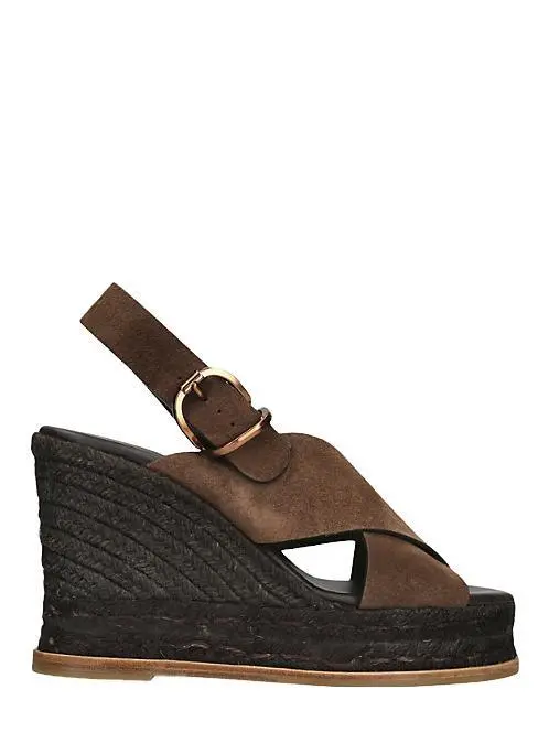 CastaÑer Betina Suede Wedge Sandals - Dark Brown