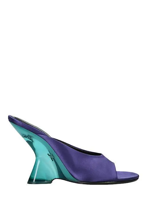 Dries Van Noten Sculptural 105 Satin Wedge Mules - Purple