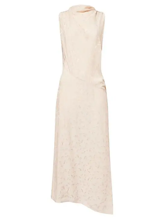 Victoria Beckham Floral Jacquard Twist Satin Midi Dress - Blossom