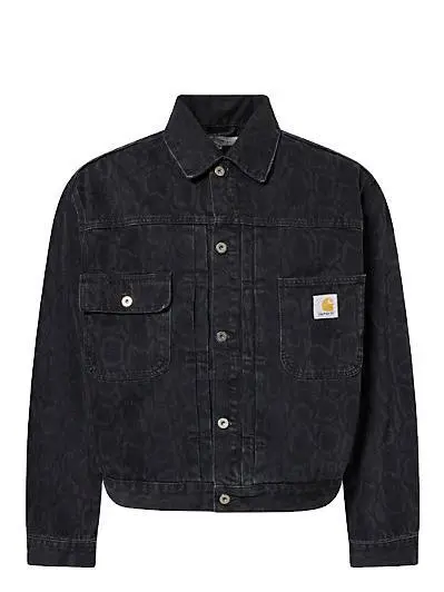 Carhartt Work In Progress Belmar Logo-patch Denim Jacket - Snake Camo Black