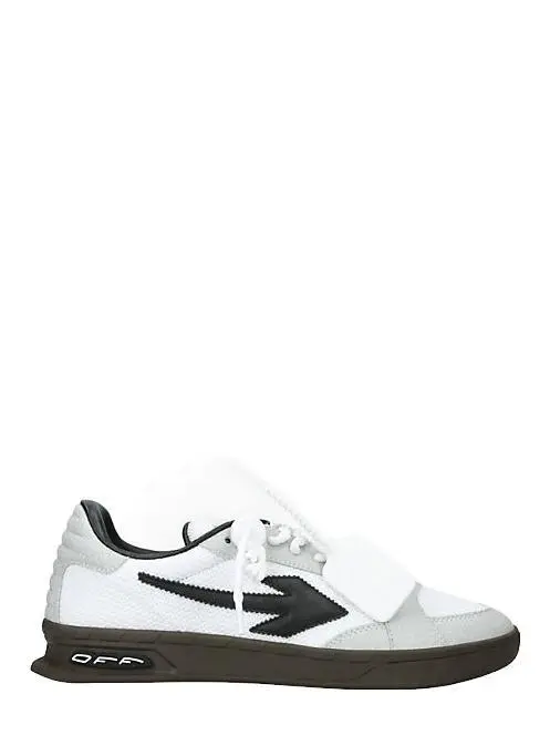 Off-White End Of Play Leather And Woven Trainers - White/blk