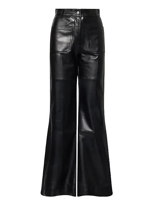 Victoria Beckham Alina Wide-leg Leather Trousers - Black
