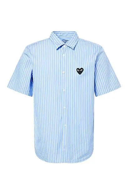 Play Comme Des Garcon D Embroidered-logo Cotton Shirt - Stripe