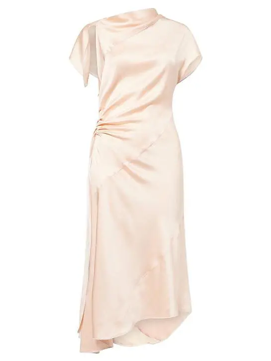 Victoria Beckham Asymmetric Twist Satin Midi Dress - Blossom