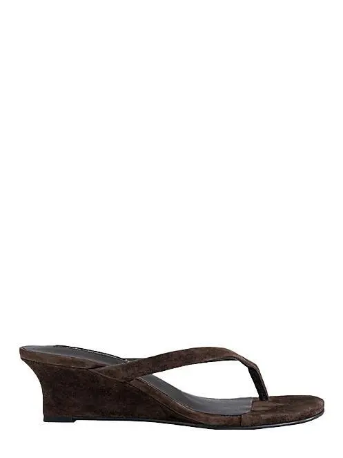 TONY BIANCO Suede Heeled Wedges - Espresso Suede