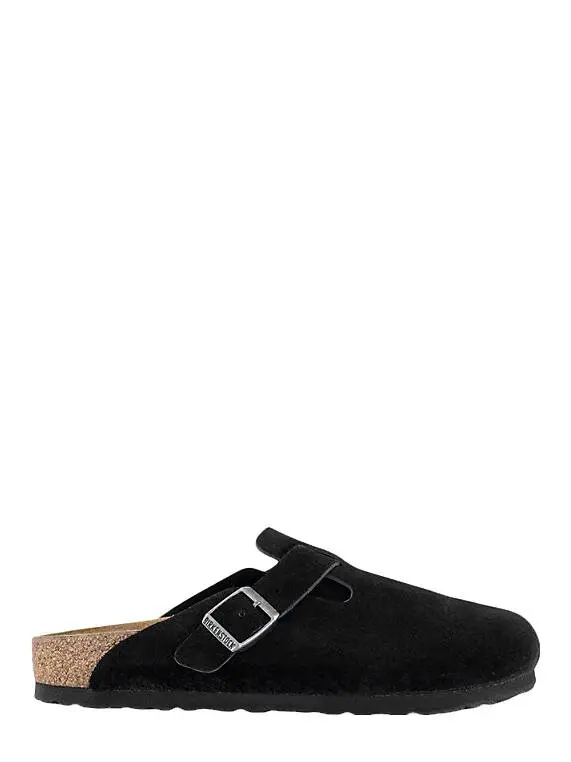 BIRKENSTOCK Boston Logo-embossed Suede Clogs - Black Suede