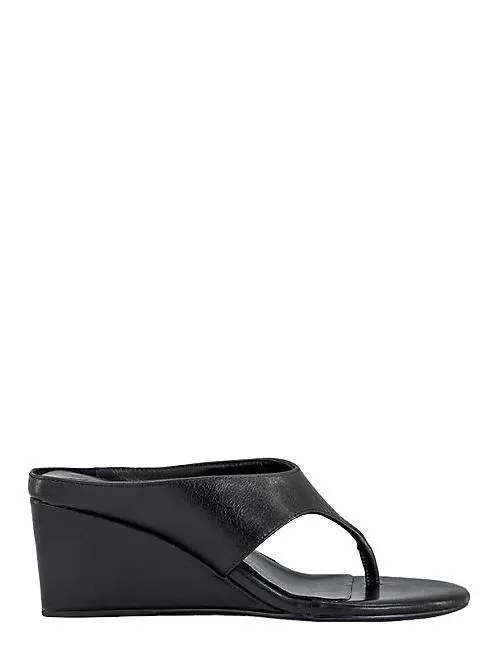 TONY BIANCO Swift Heeled Leather Wedges - Black Leather