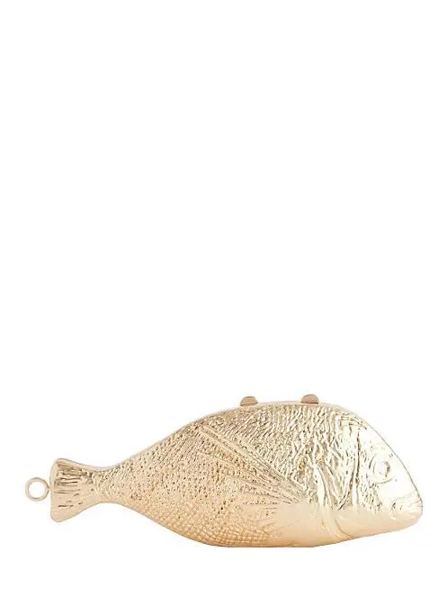 Simkhai Splash Fish-shaped Metal Clutch - Gold