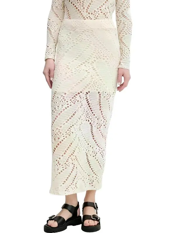 Desigual Crochet Knit Midi Skirt - Neutrals