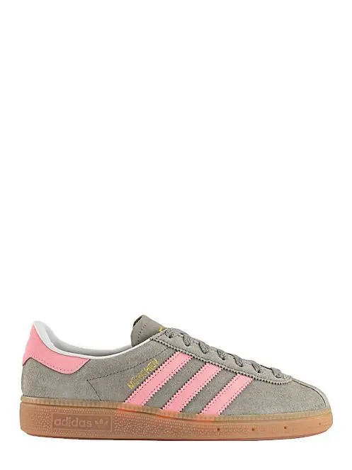Adidas München Suede Trainers - Silver Pebble Glory