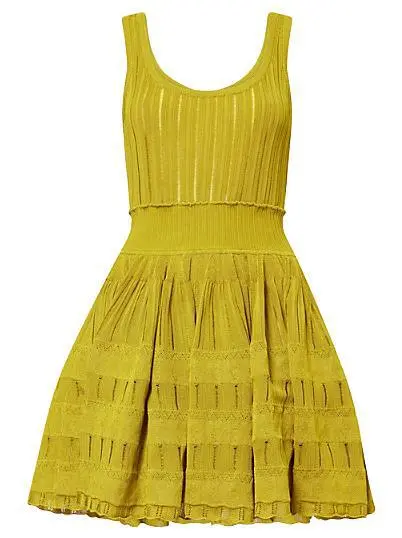 Alaïa Crinoline Knitted Mini Dress - Lime