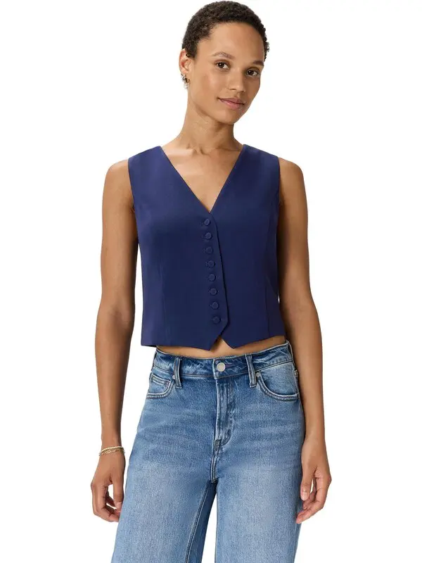 Quince Fluid Crepe Vest - Navy
