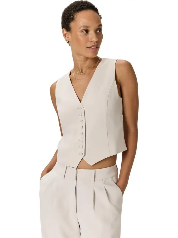 Quince Fluid Crepe Vest - Sand