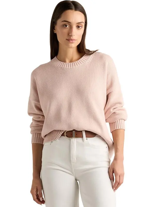 Quince Boyfriend Crew Sweater In Organic Cotton - Shell Pink