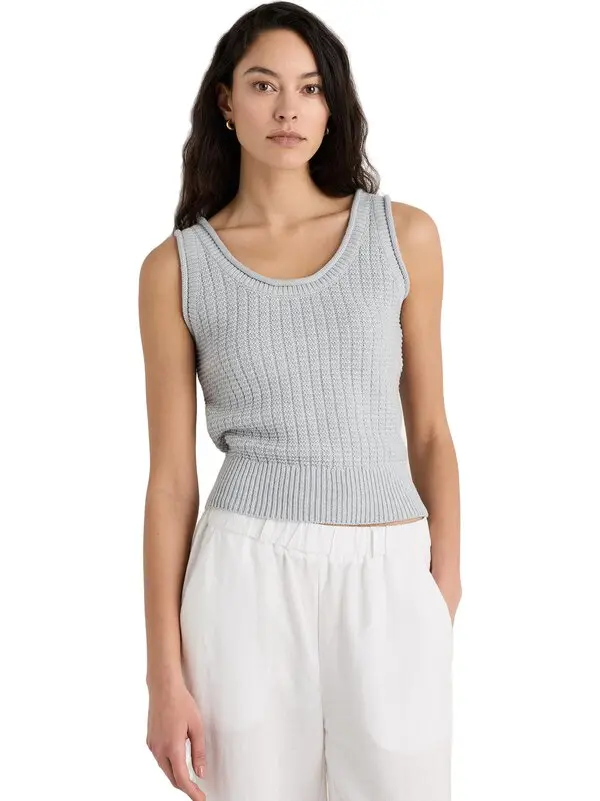 Quince Waffle Cropped Sweater Tank Top - Heather Dove Grey