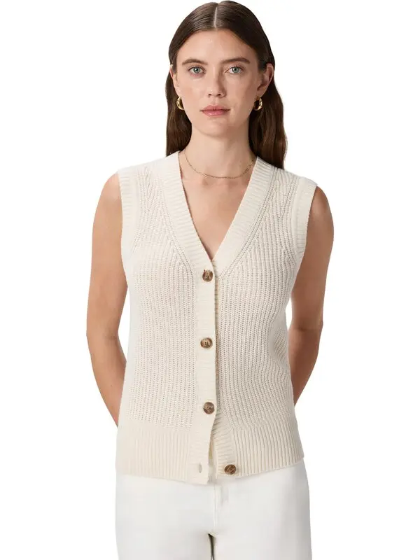 Quince Mongolian Cashmere Fisherman Sweater Vest - Ivory