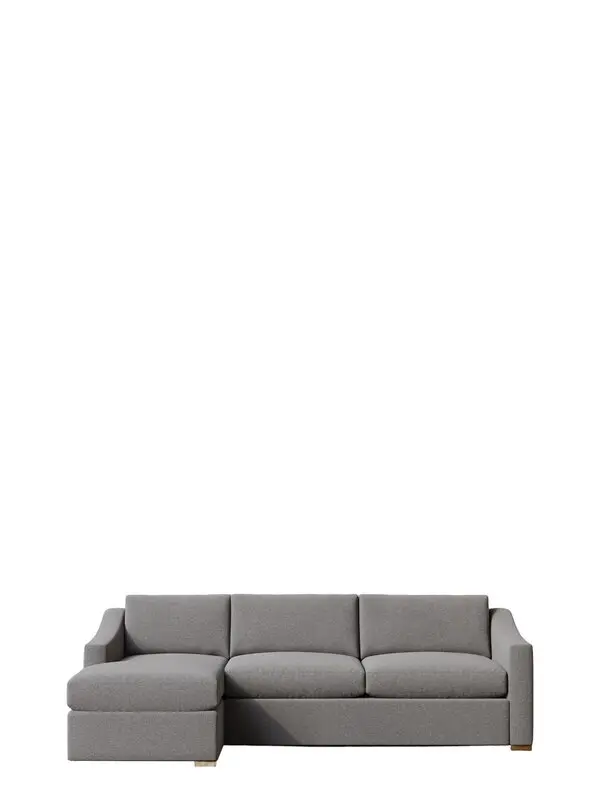 Quince Hollis Slope Arm Chaise Sectional In Performance Basketweave - Ash