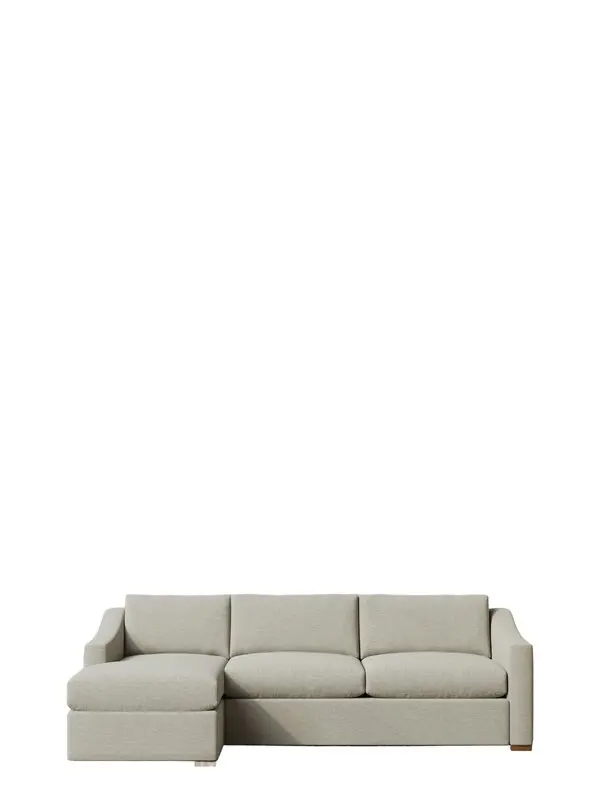 Quince Hollis Slope Arm Chaise Sectional In Performance Basketweave - Flax