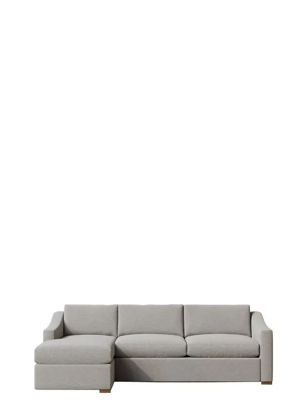 Quince Hollis Slope Arm Chaise Sectional In Performance Basketweave - Fog