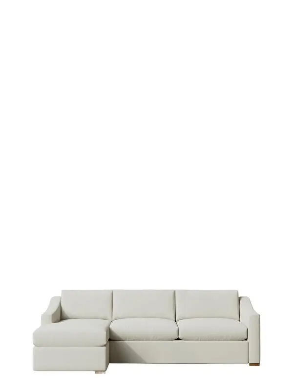 Quince Hollis Slope Arm Chaise Sectional In Performance Basketweave - Ivory