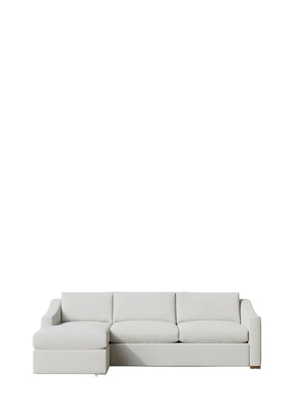 Quince Hollis Slope Arm Chaise Sectional In Performance Basketweave - Snow