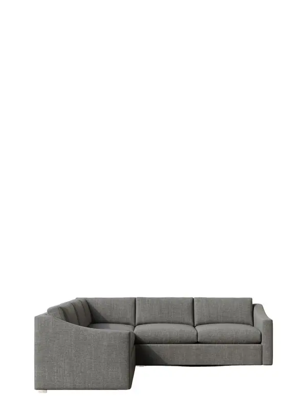 Quince Hollis Slope Arm L Sectional In Performance Chenille Linen Blend - Slate