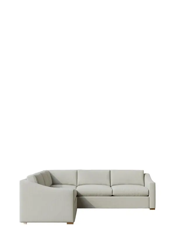 Quince Hollis Slope Arm L Sectional In Performance Chenille Linen Blend - Sorrell