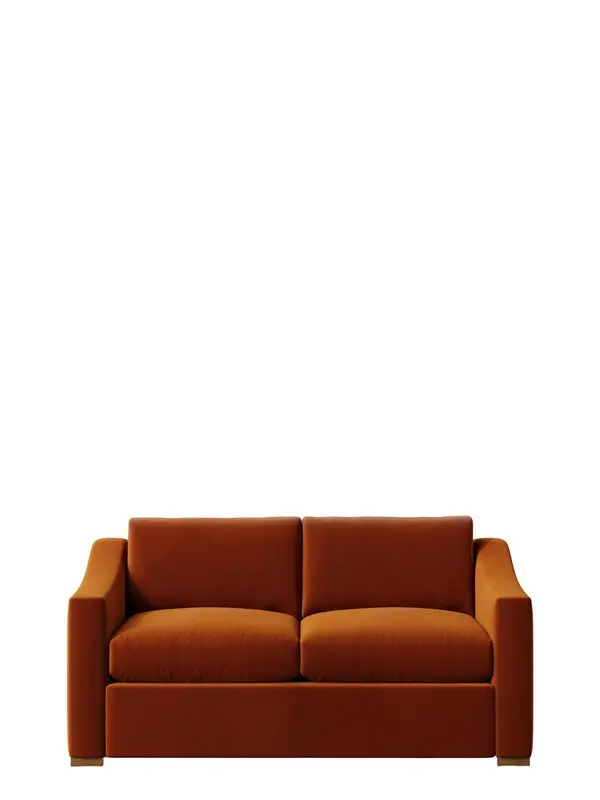 Quince Hollis Slope Arm Performance Velvet Sofa - Rust
