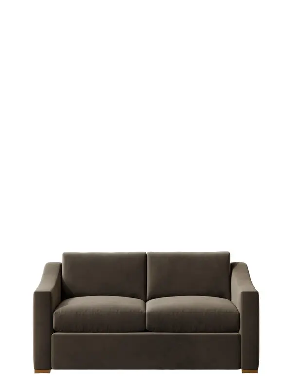 Quince Hollis Slope Arm Performance Velvet Sofa - Sable