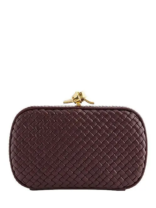 Bottega Veneta Soft Knot Leather Clutch - Deep Mahogan-brass V