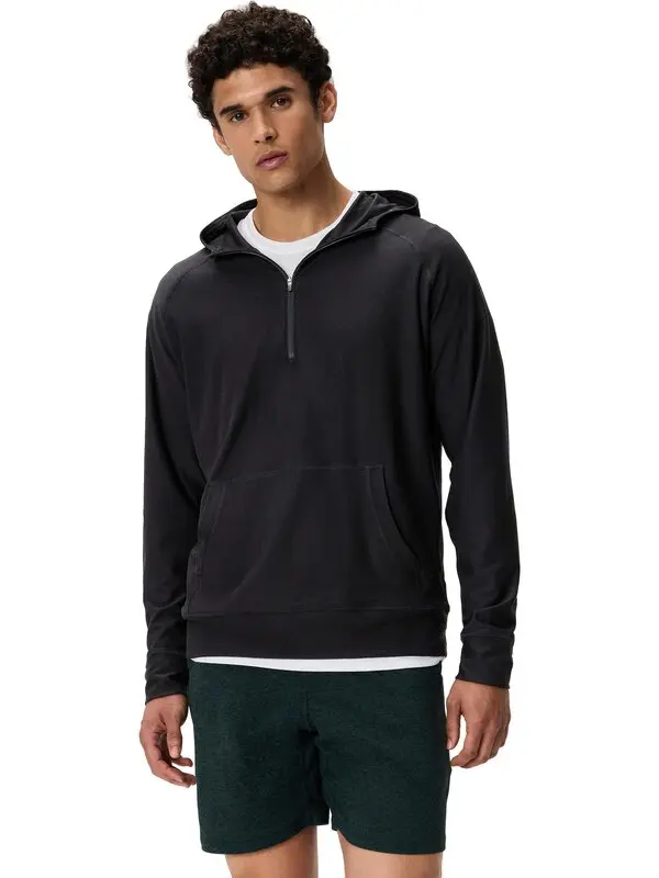 Quince Flowknit Performance Half-zip Hoodie - Black