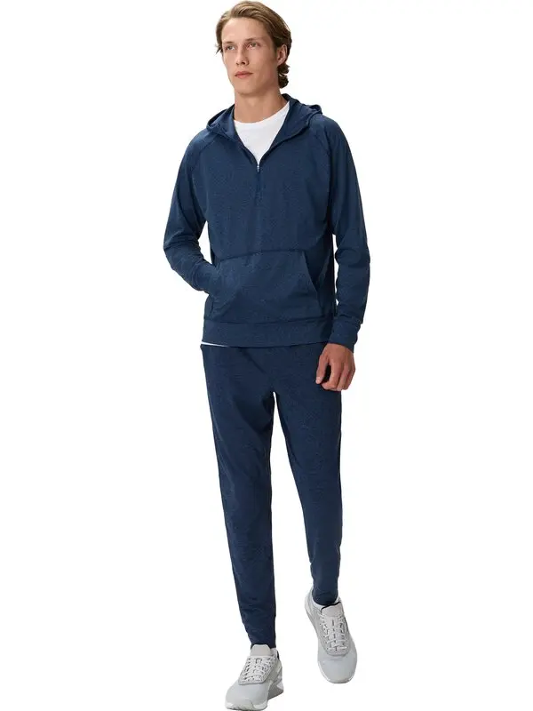 Quince Flowknit Performance Half-zip Hoodie - Heather Navy