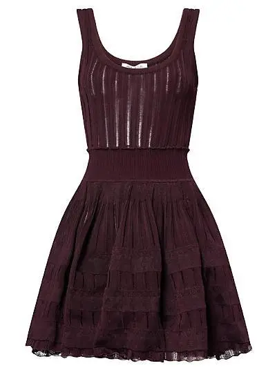 Alaïa Crinoline Knitted Mini Dress - Bordeaux