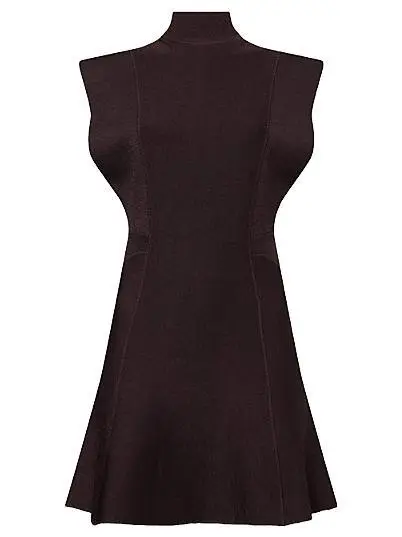 Alaïa Panelled Seam Silk Knit Mini Dress - Aubergine