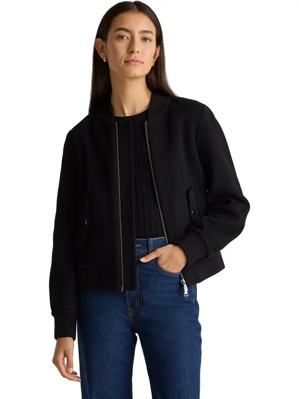 Quince Double-faced Merino Wool Bomber Jacket - Black