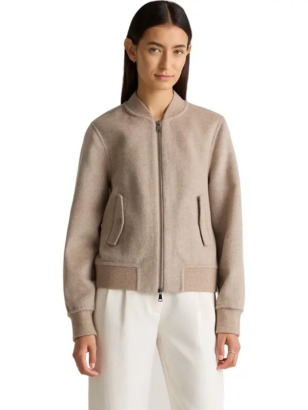 Quince Double-faced Merino Wool Bomber Jacket - Oat