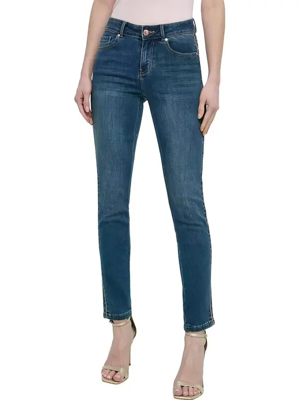 MORGAN Embellished Straight Leg Jeans - Blue
