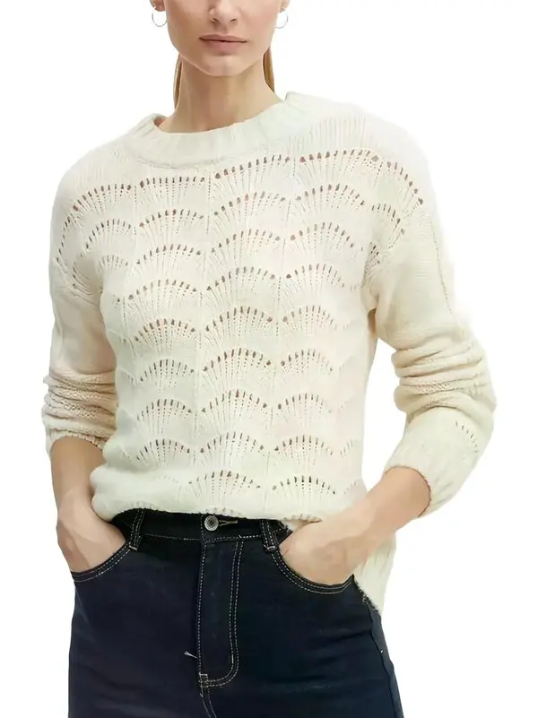MORGAN Patterned Knitted Jumper - White