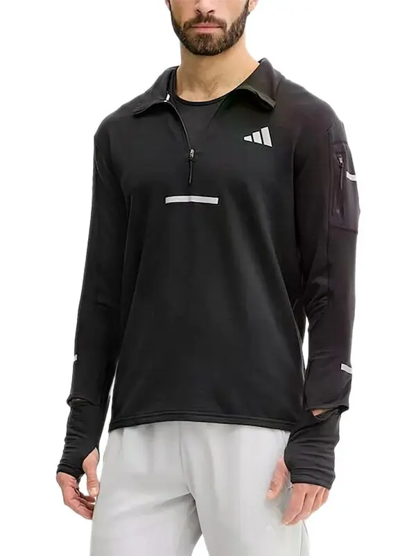 Adidas Half-zip Sweatshirt With Thumb Slots - Black