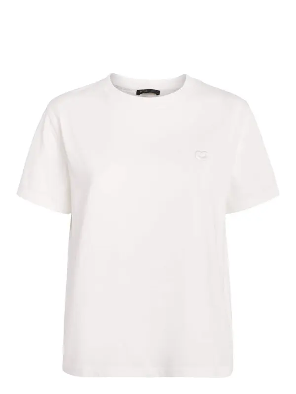 Maje Cotton T-shirt With Embroidered Logo - White