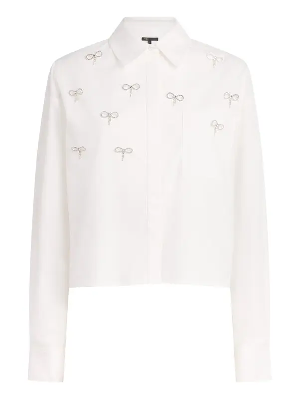 Maje Cotton Bow-embellished Shirt - White