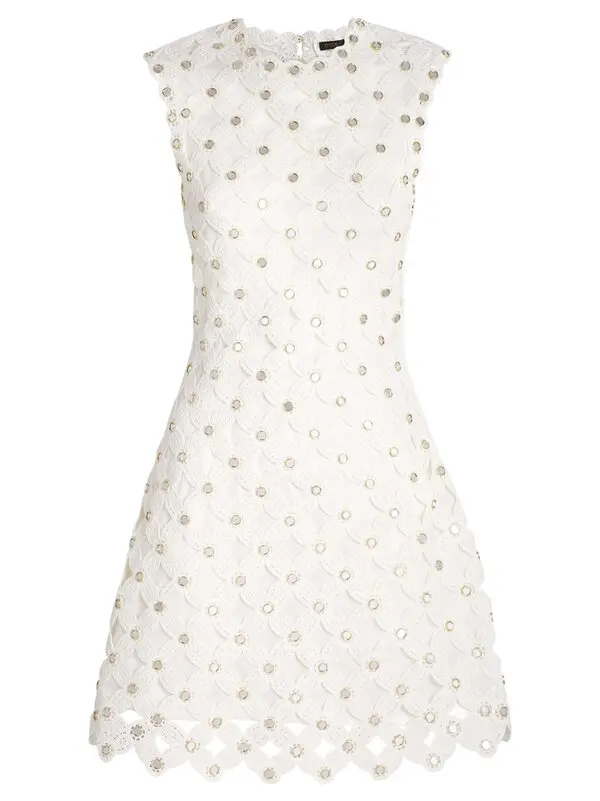 Maje Crochet Mini Dress - White