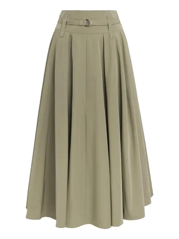 Maje Pleated Belted Midi Skirt - Brown
