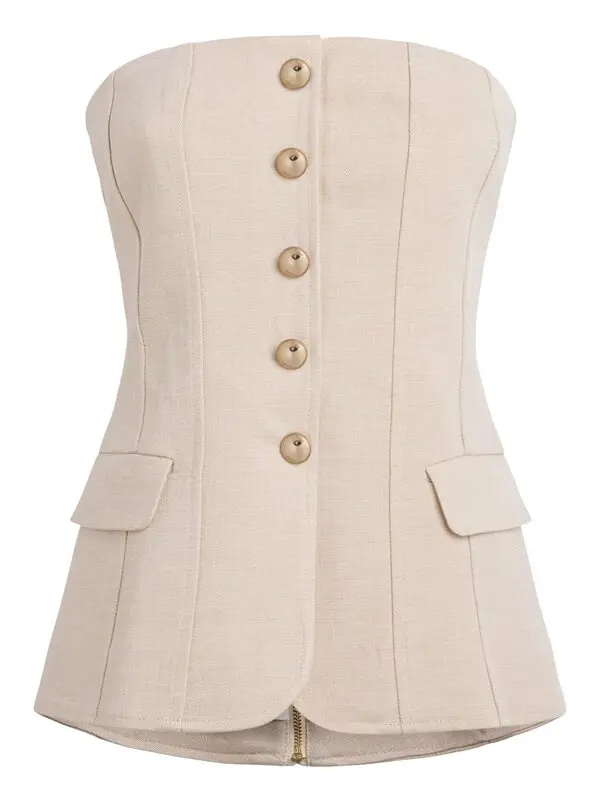 Maje Tailored Bustier Top - Beige