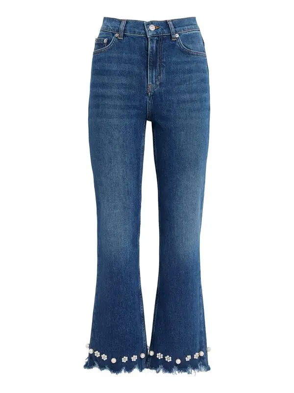 Maje Beaded Flare Jeans - Blue