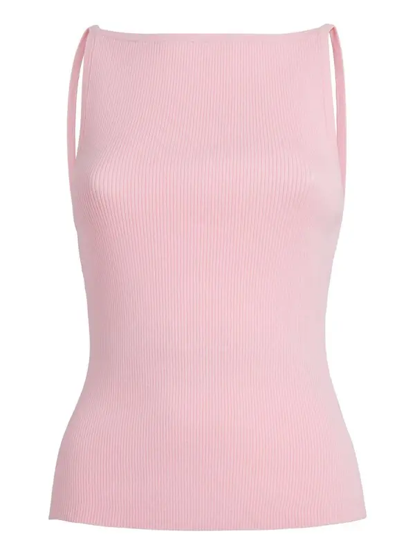 Maje Cotton-blend Rib-knit Tank Top - Pink