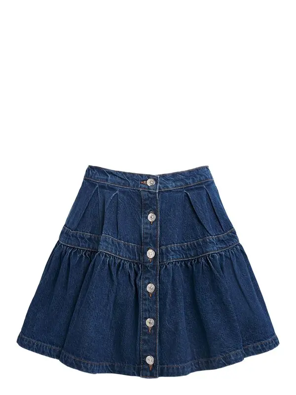 Maje Denim Mini Skirt With Button Detail - Blue